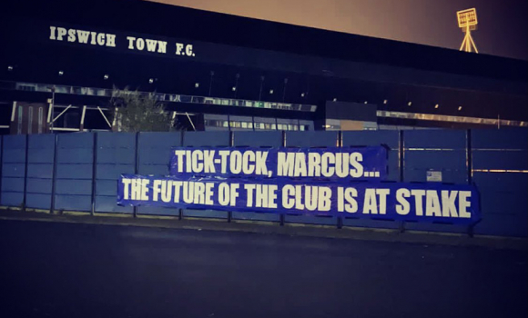 Blue Action Banner Urges Evans Action - Ipswich Town News | TWTD.co.uk